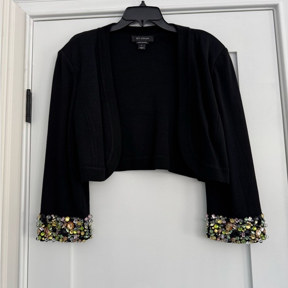 St. John | Sweaters | St John Black Cropped Sweater With Embellished ...
